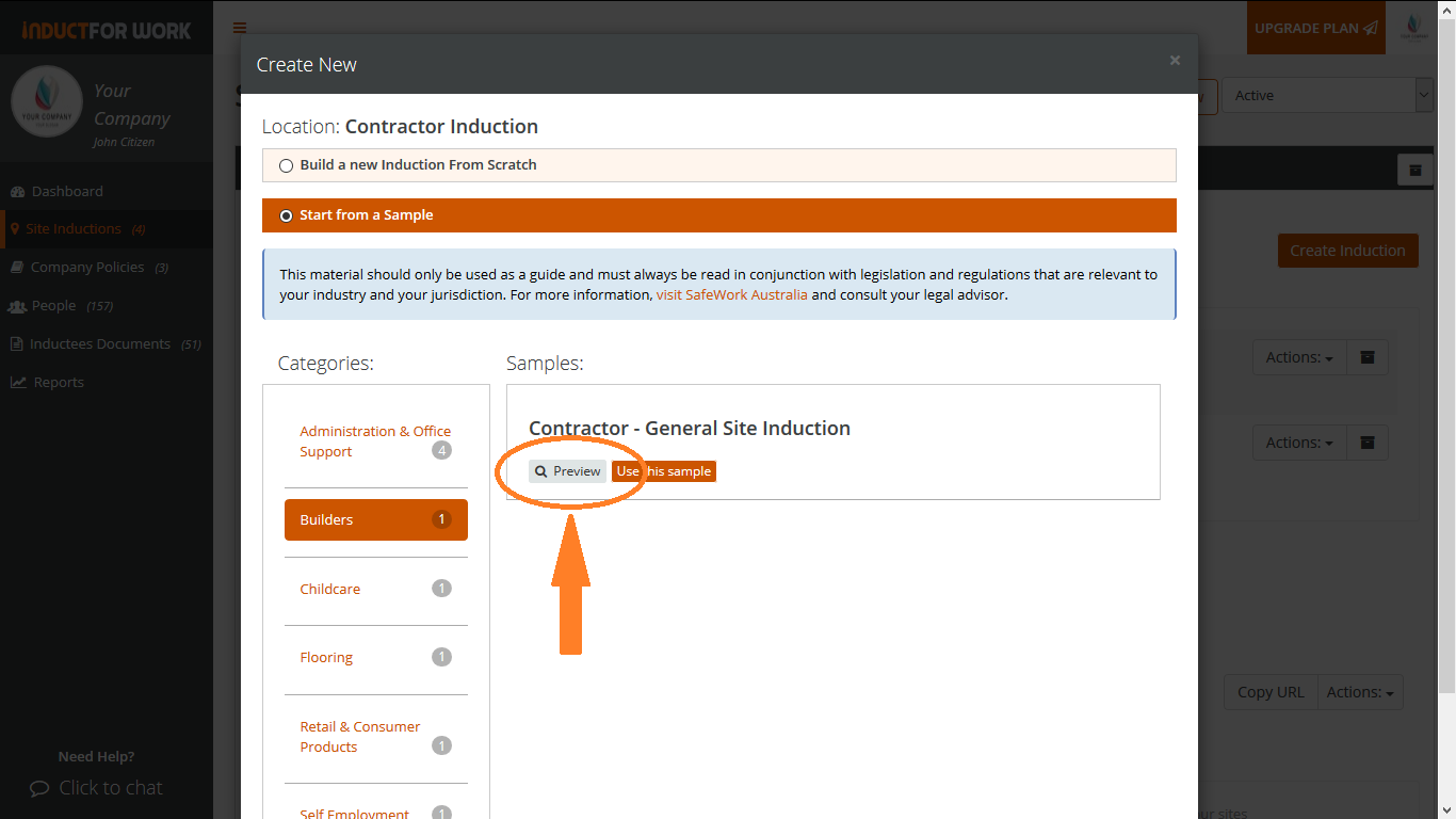 3-c Creating new online inductions using samples - Induct For Work Aus