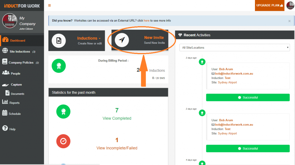 7 Sending out an invite - Induct For Work Australia | Online Training