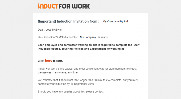 7-a Customising invite message - Induct For Work Australia